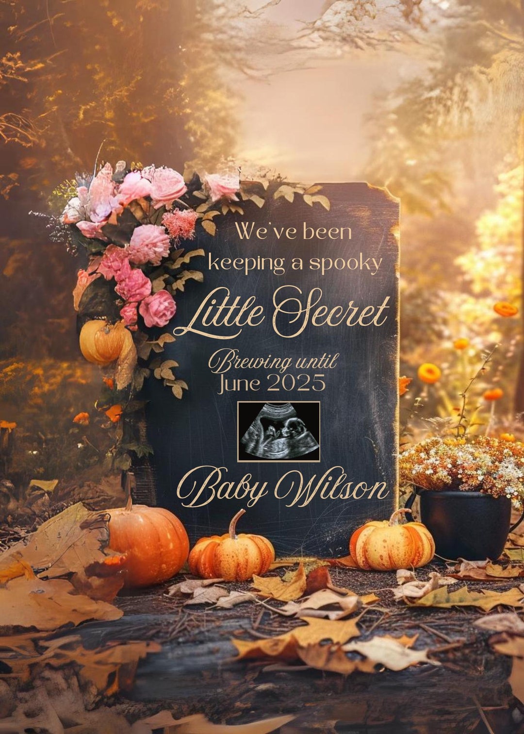 Magical Halloween Pregnancy Announcement, New Little Boo, Halloween ...