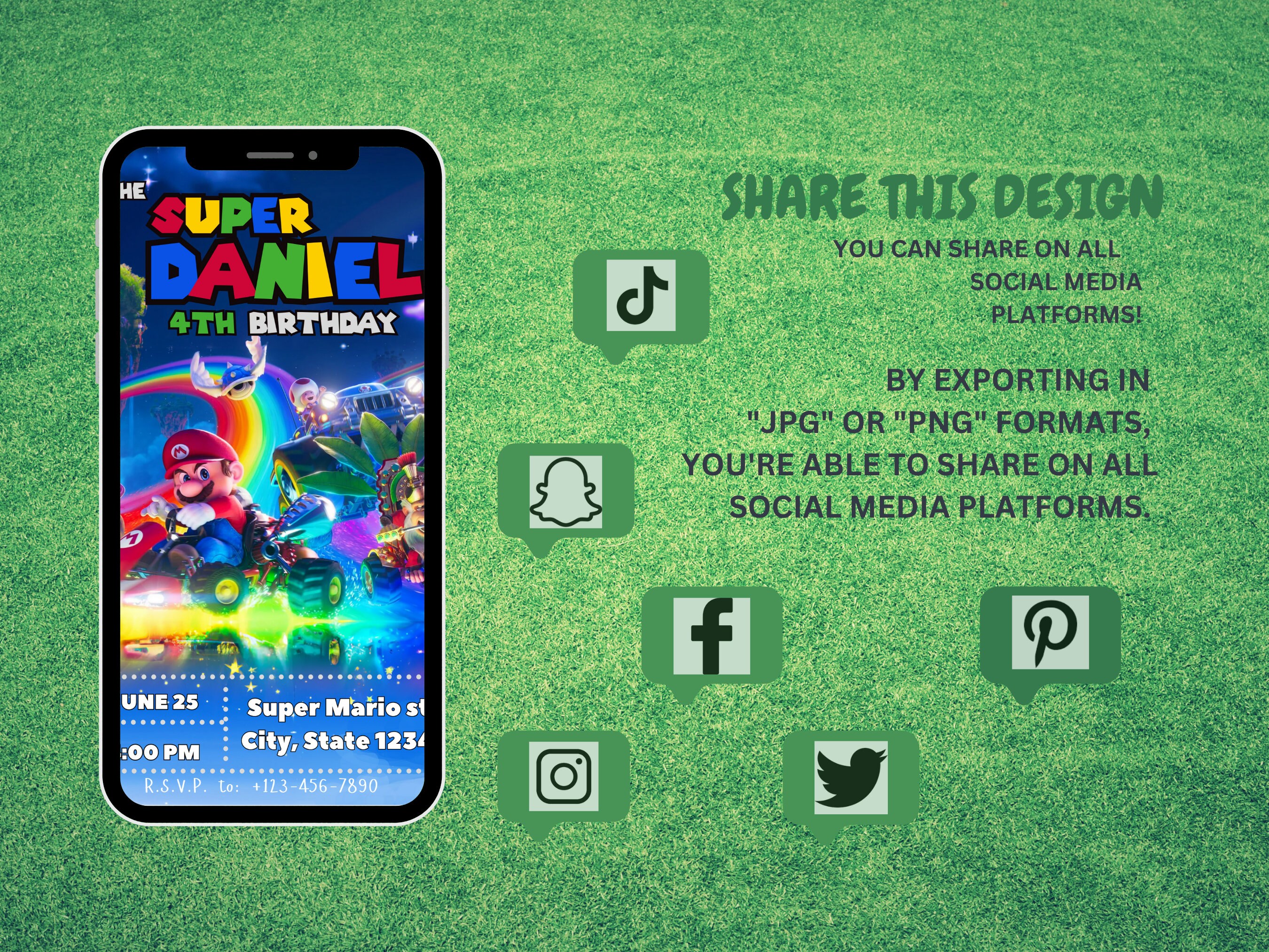 Super Mario Invitation Editable Birthday Invitation Super Mario ...