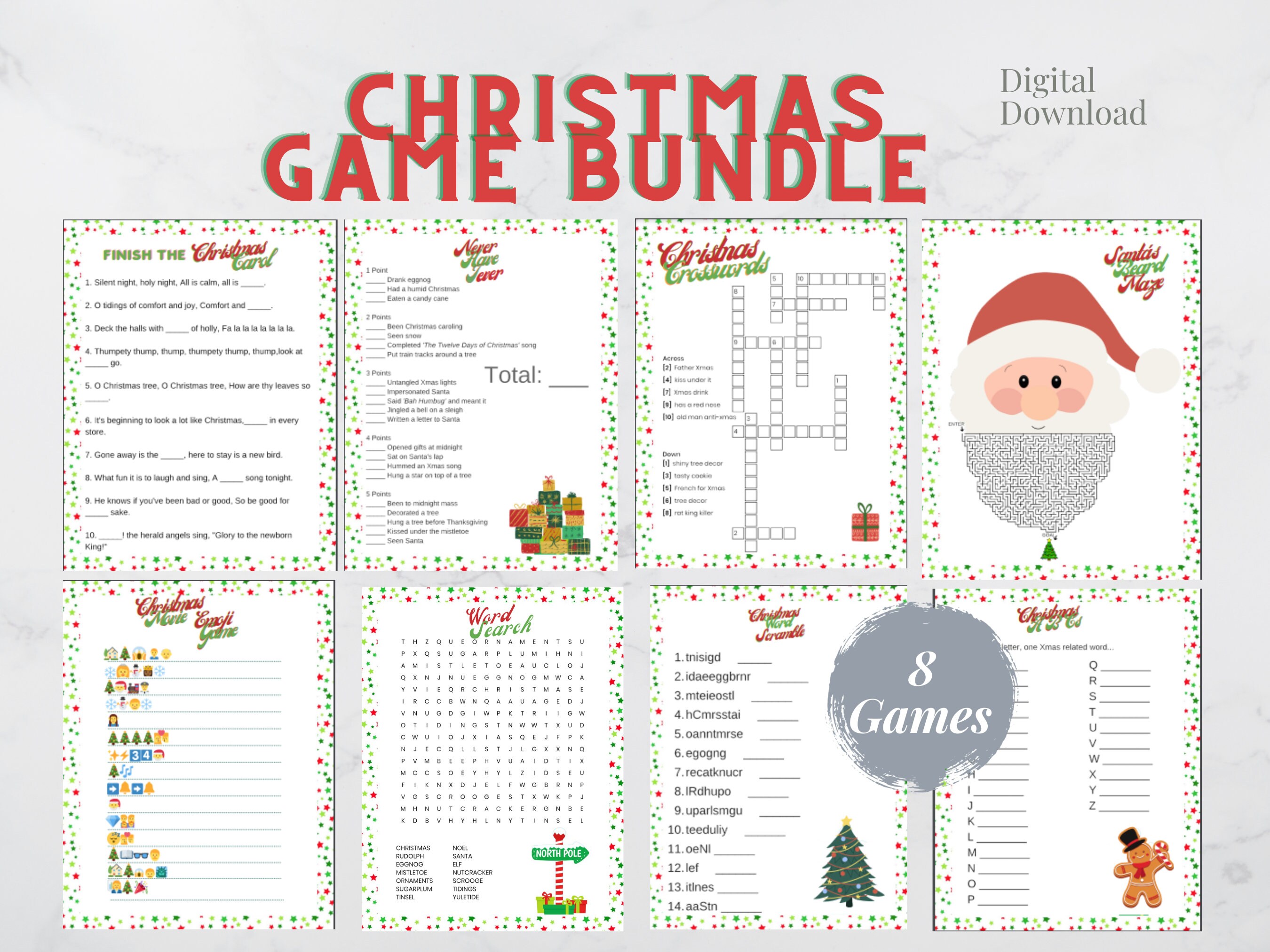 Christmas Game Bundle - Printable Christmas Party Game - Christmas ...