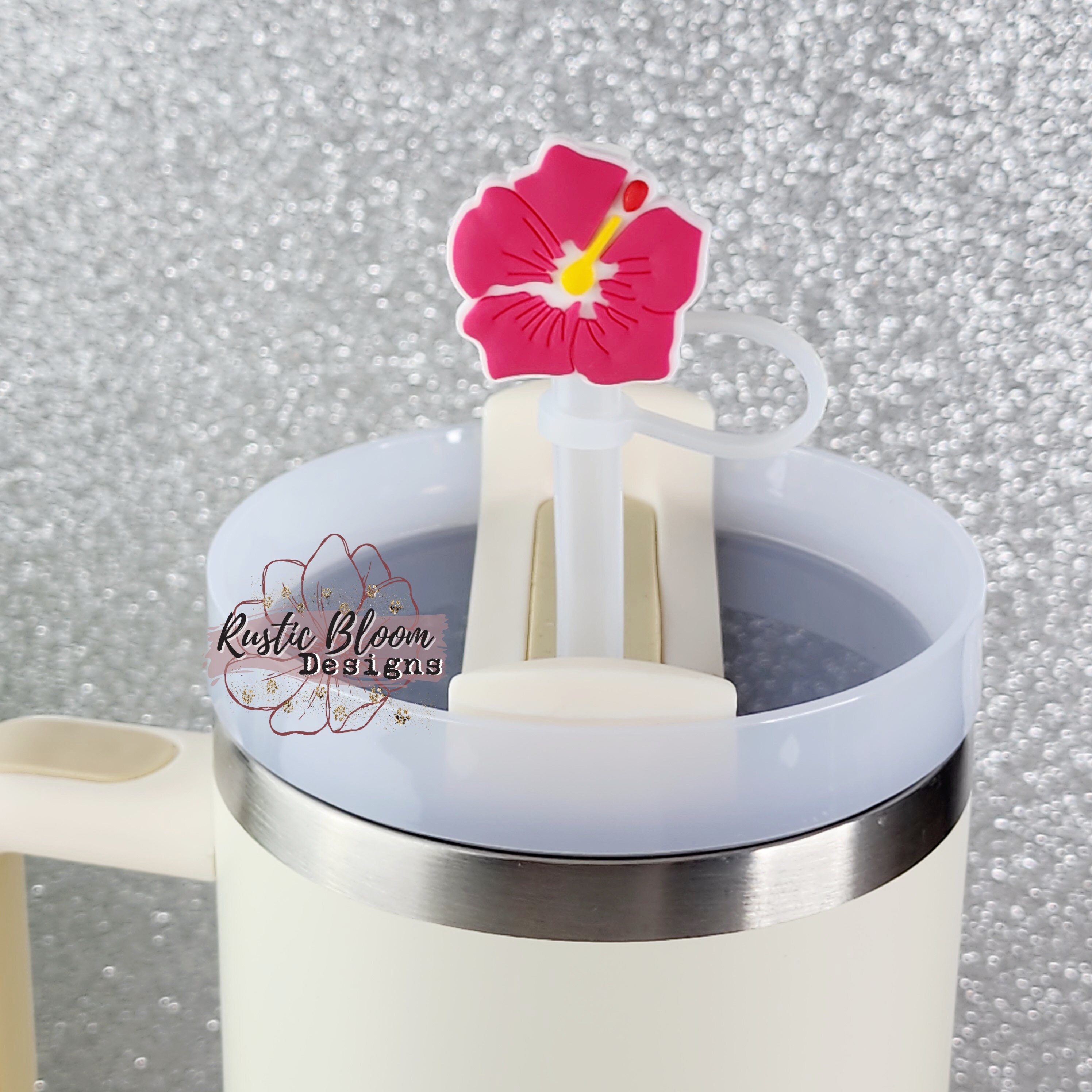 Flower Hibiscus Stanley Cup Straw Topper Straw Cap Straw Buddy Gift ...