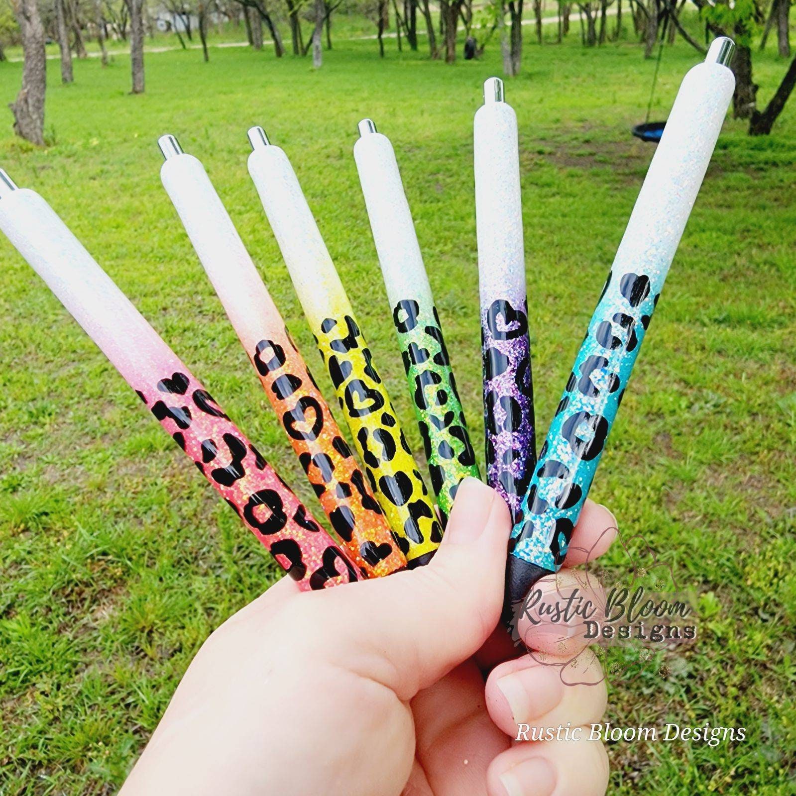 Personalized Glitter Pens Ombre Leopard Pen Epoxy Cheetah Pens - Etsy