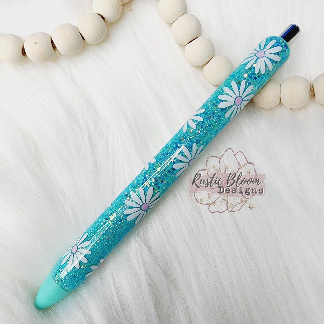 Personalized Daisy Glitter Gel Pen, Epoxy Flower Nurse Gift Pen ...