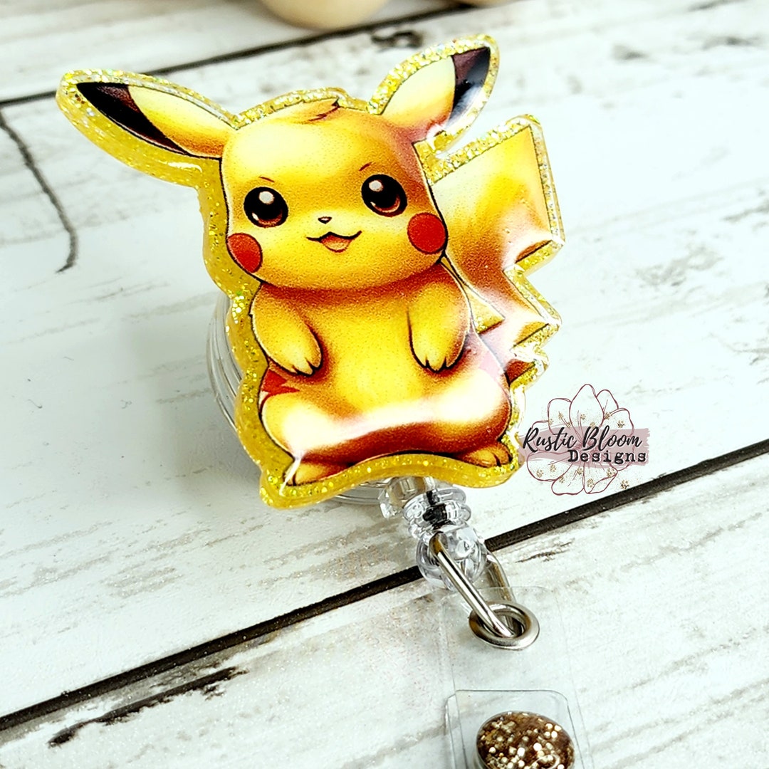 Pikachu Character Glitter Badge Reel Interchangeable RN Custom ...