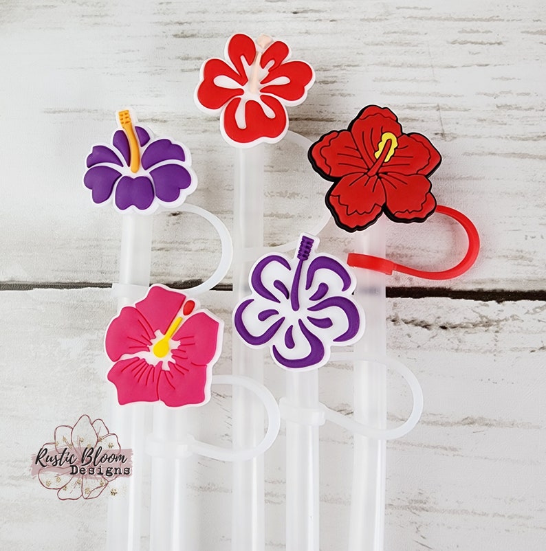 Flower Hibiscus Stanley Cup Straw Topper Straw Cap Straw Buddy Gift ...