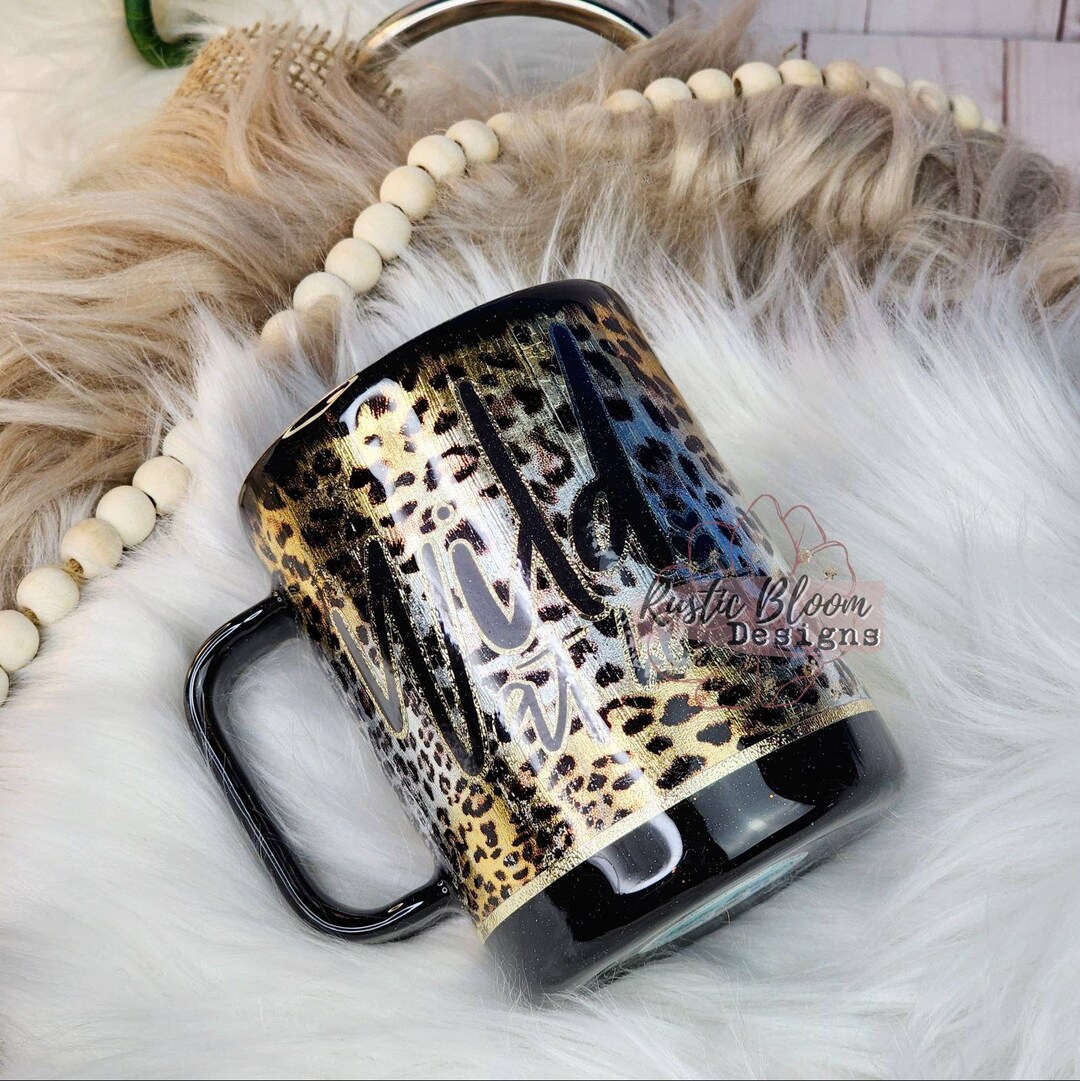 Leopard Print Coffee Mug Metallic Gold and Silver Leopard Print Foil ...