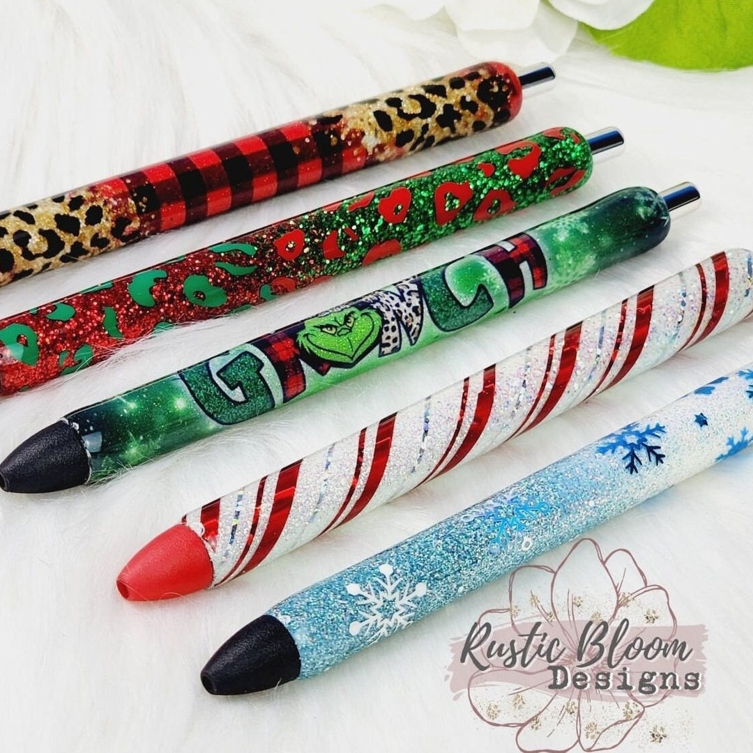 Personalized Glitter Pens Ombre Leopard Christmas Pen Epoxy Cheetah ...