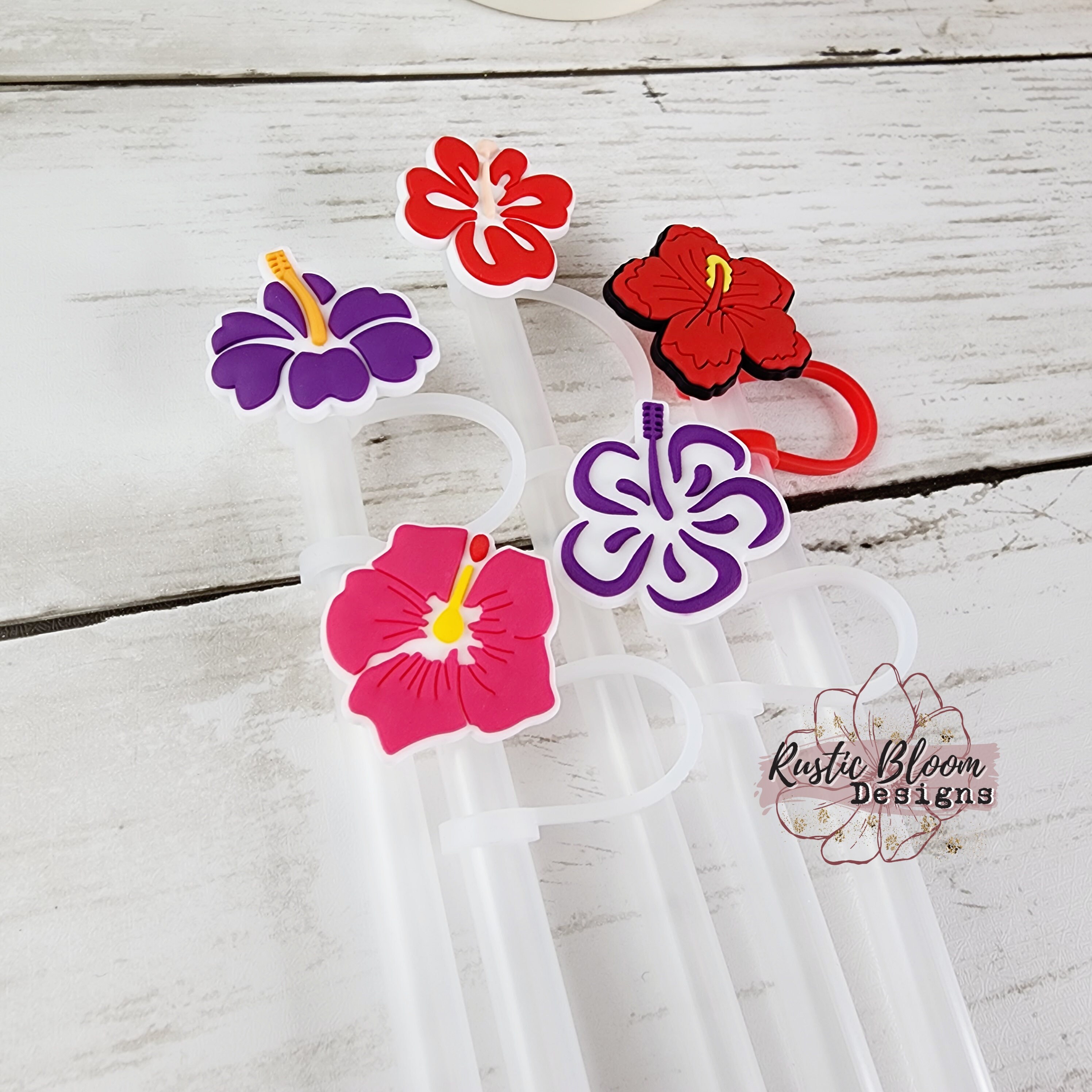 Flower Hibiscus Stanley Cup Straw Topper Straw Cap Straw Buddy Gift ...