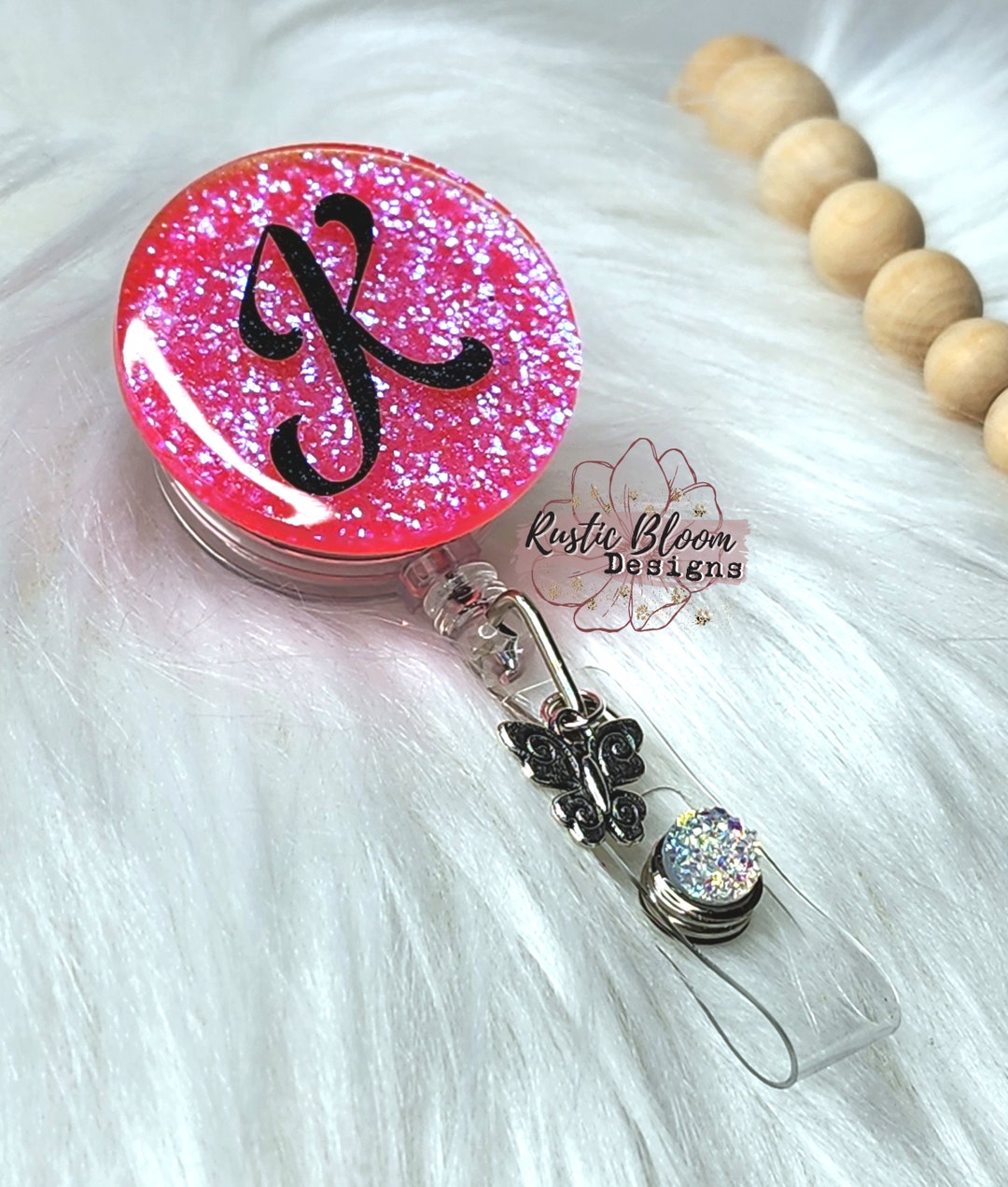 Monogram Glitter Badge Personalized Initial Nurse Badge Custom Badge ...