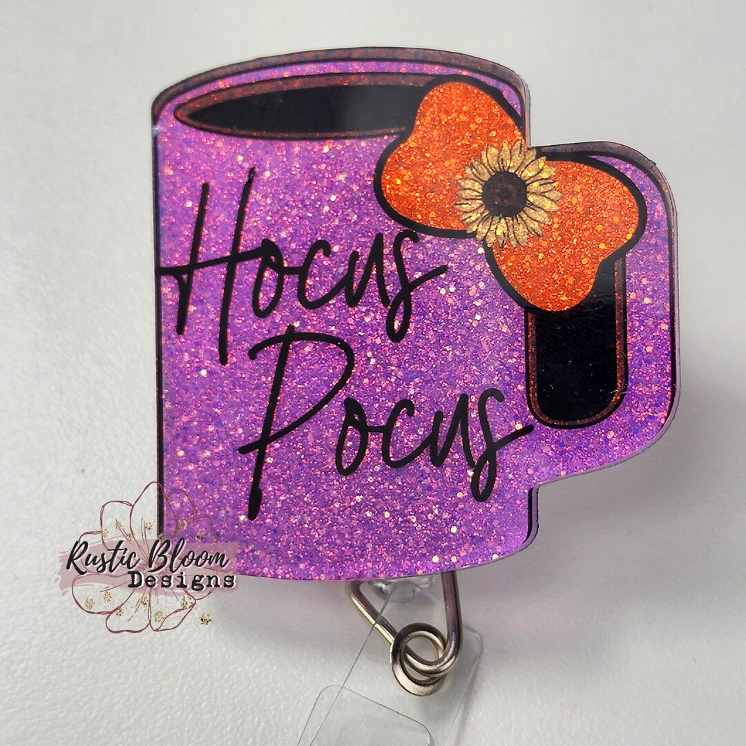 Hocus Pocus Glitter Badge Reel Interchangeable Name Tag Work ID Holder ...