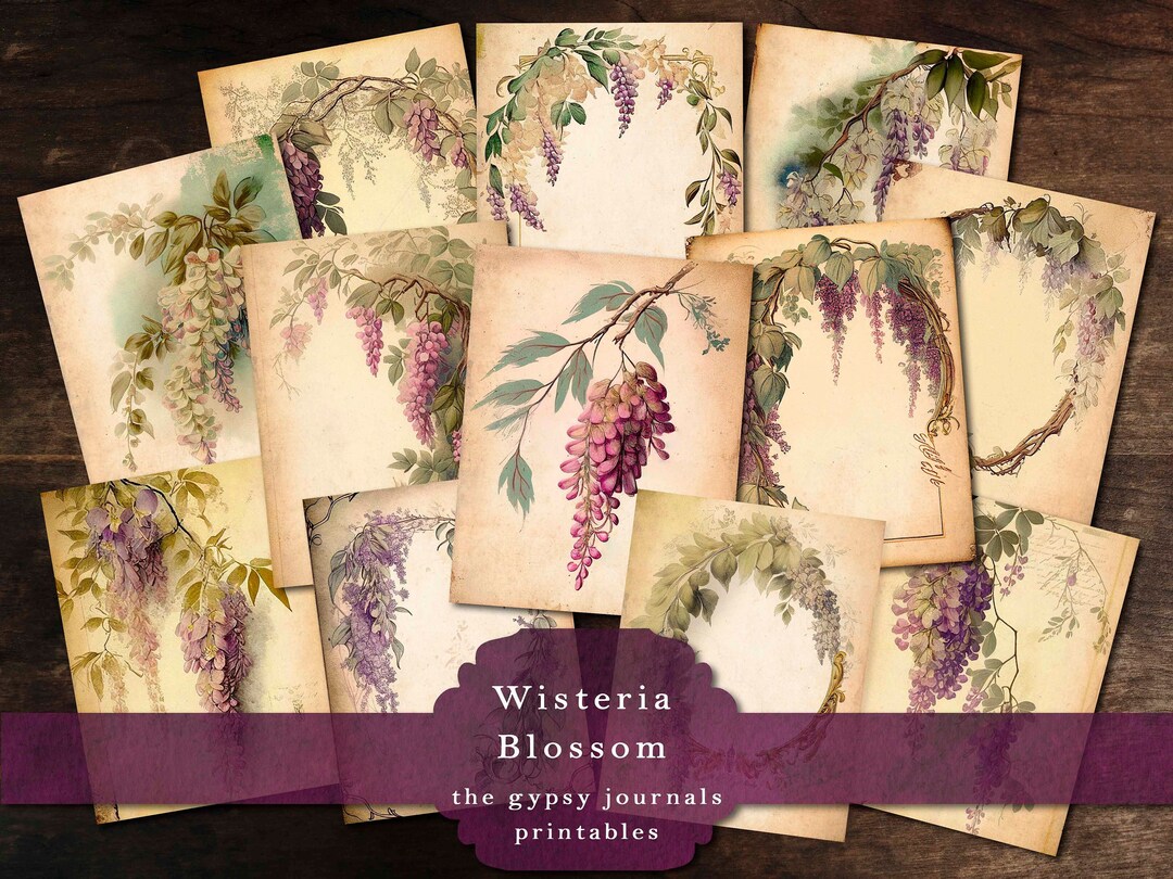 Wisteria Junk Journal Papers, Spring Frames Printable Journal Pages for ...