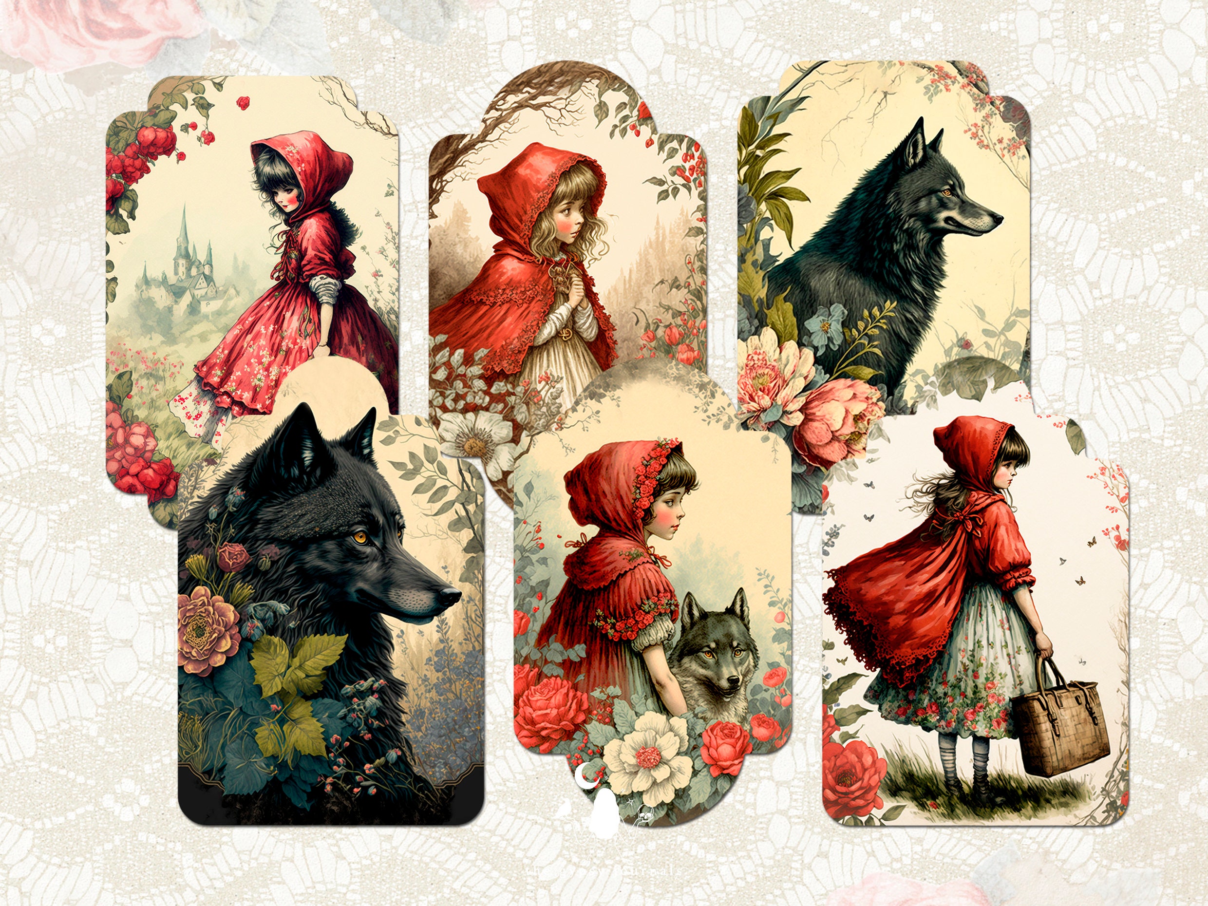 Vintage Red Riding Hood Tags, Fairytale Journaling Tags, Printable ...