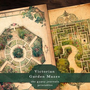 Victorian Garden Mazes Junk Journal Pages, Spring Printable Journal ...