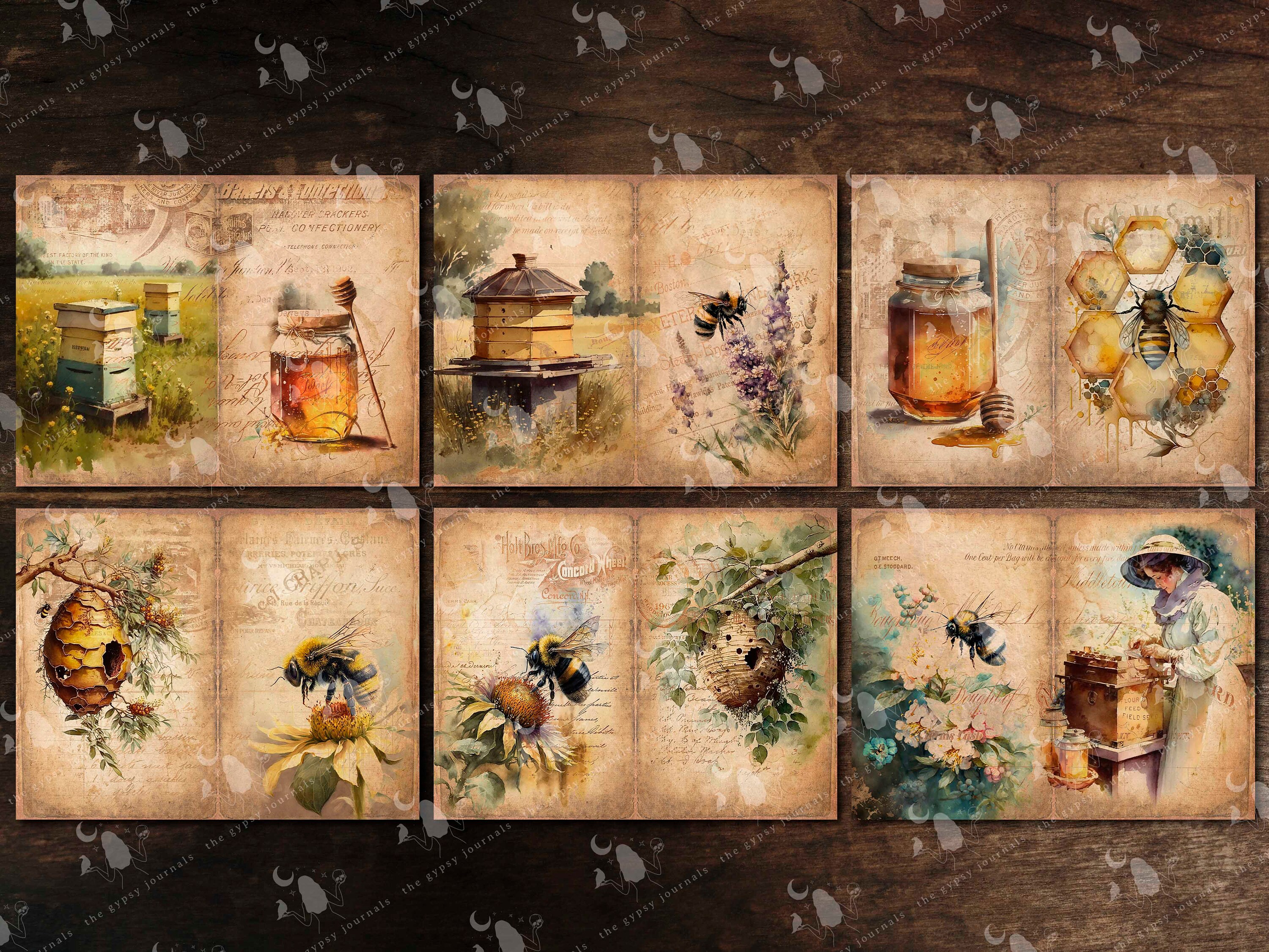 Bee Junk Journal Pages, Bumblebee Journal Papers, Beekeeping Journal ...
