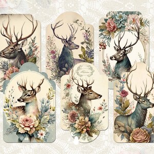 Vintage Deer Tags, Journaling Tags, Stag Printable Inserts and Ephemera ...