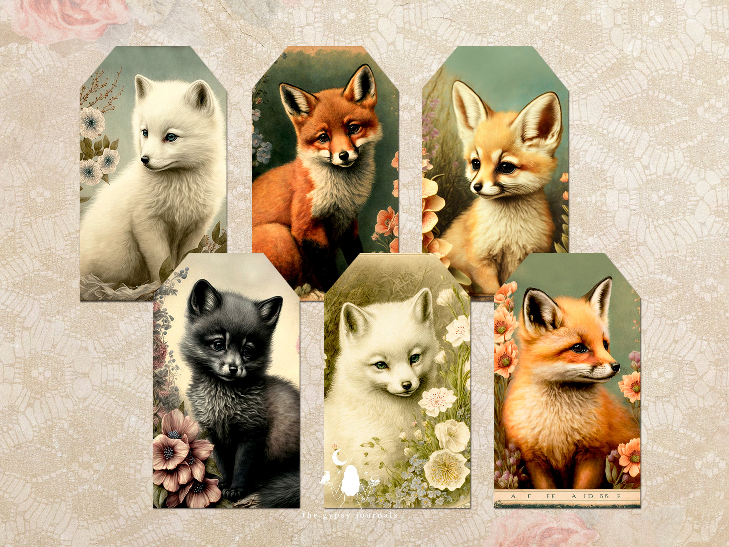 Vintage Baby Foxes Tags Fox Journaling Tags Printable - Etsy