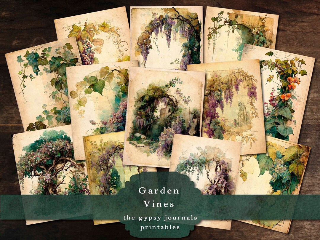 Garden Vines Junk Journal Papers, Spring Printable Journal Pages for ...