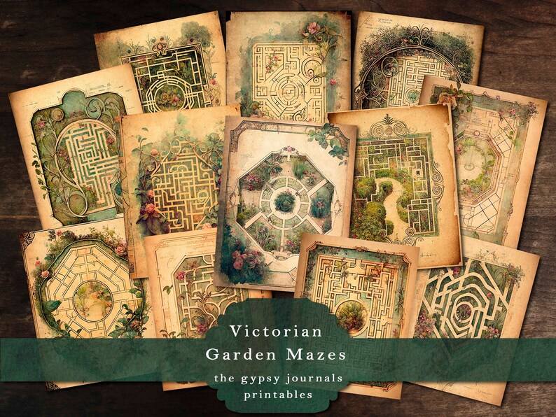 Victorian Garden Mazes Junk Journal Pages Spring Printable - Etsy