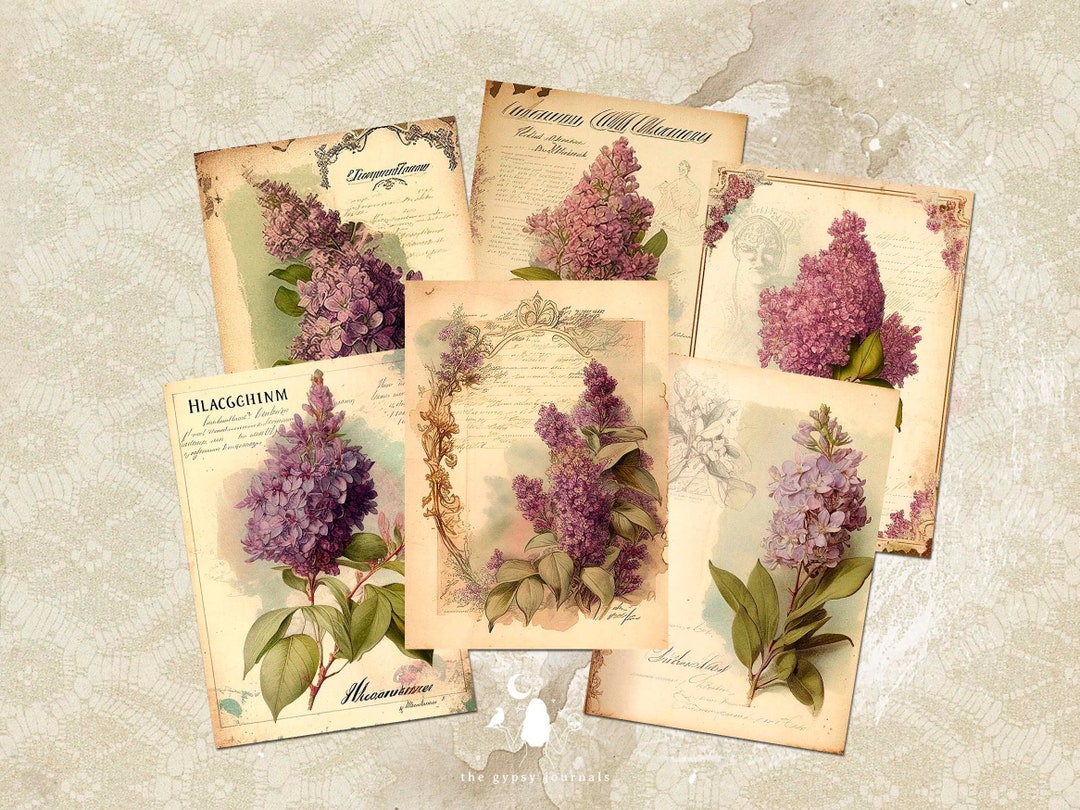 Lilacs ATC Cards, Floral Journaling Cards, Paper Craft, Spring ...