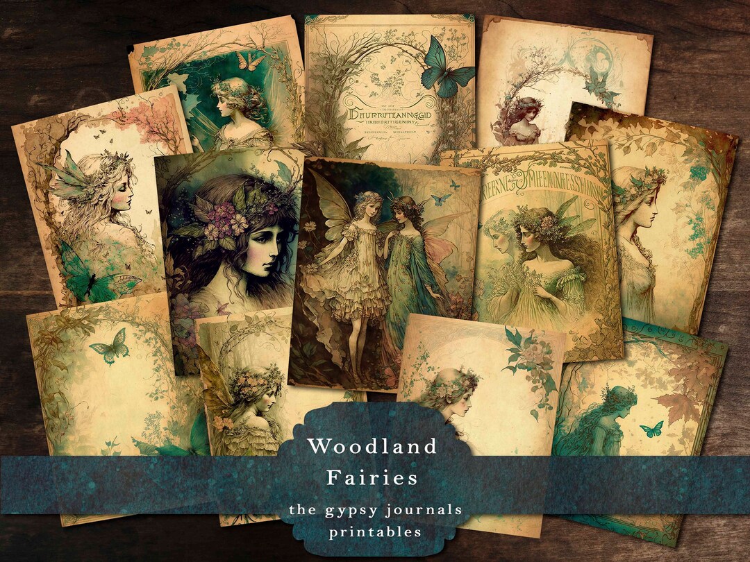 Woodland Fairies Junk Journal Papers, Fairytale Printable Journal Pages ...