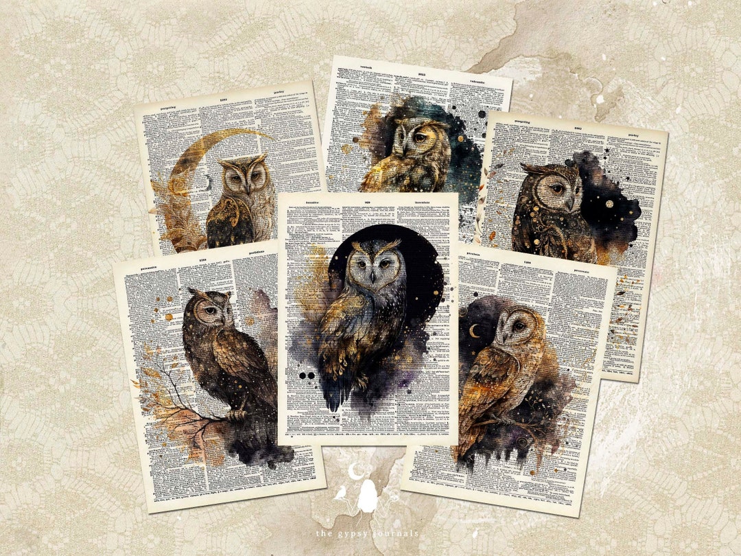 Vintage Owls ATC Cards, Celestial Owls Journaling Cards, Printable ...