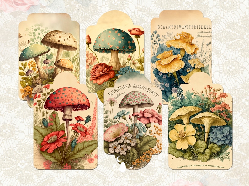 Vintage Mushroom Tags Garden Journaling Tags Woodland - Etsy