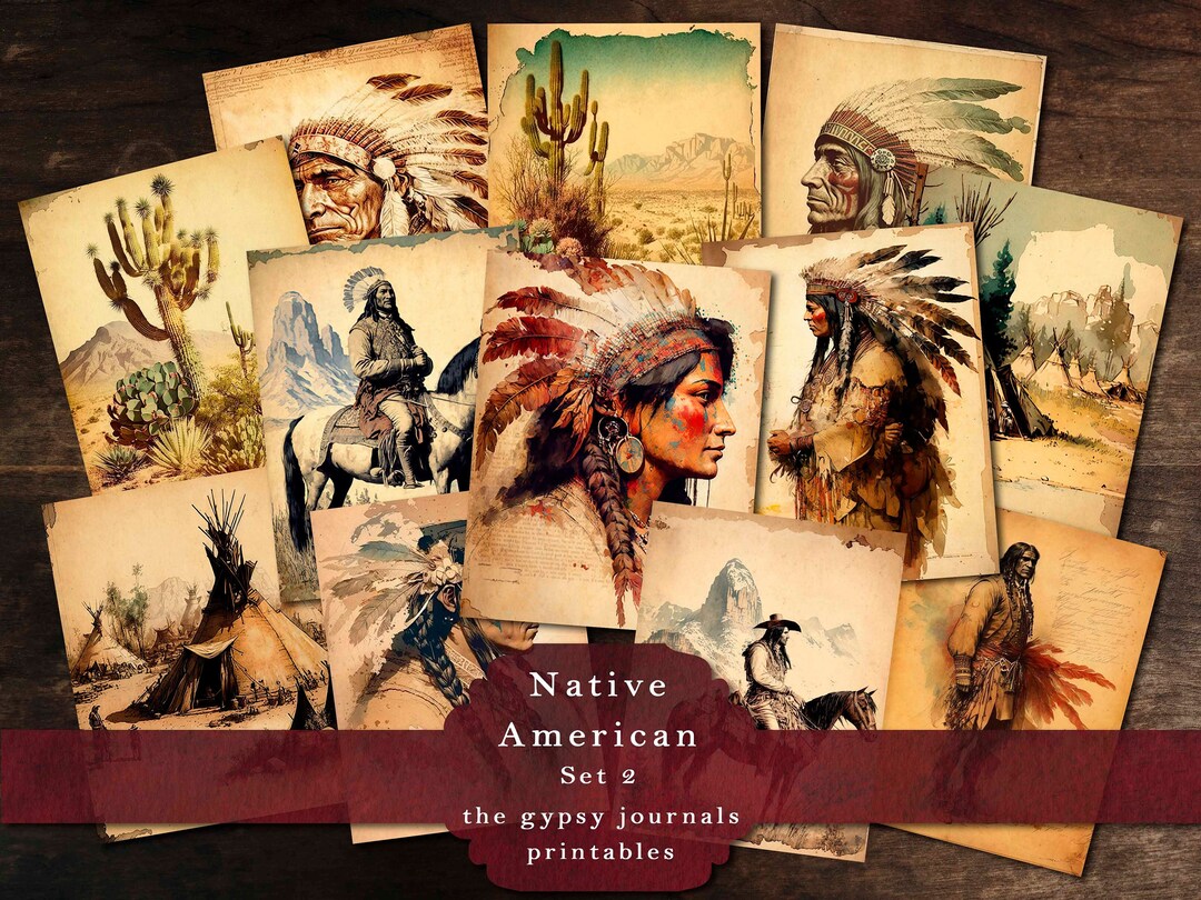 Native American Junk Journal Papers Set 2, Indian Printable Journal ...