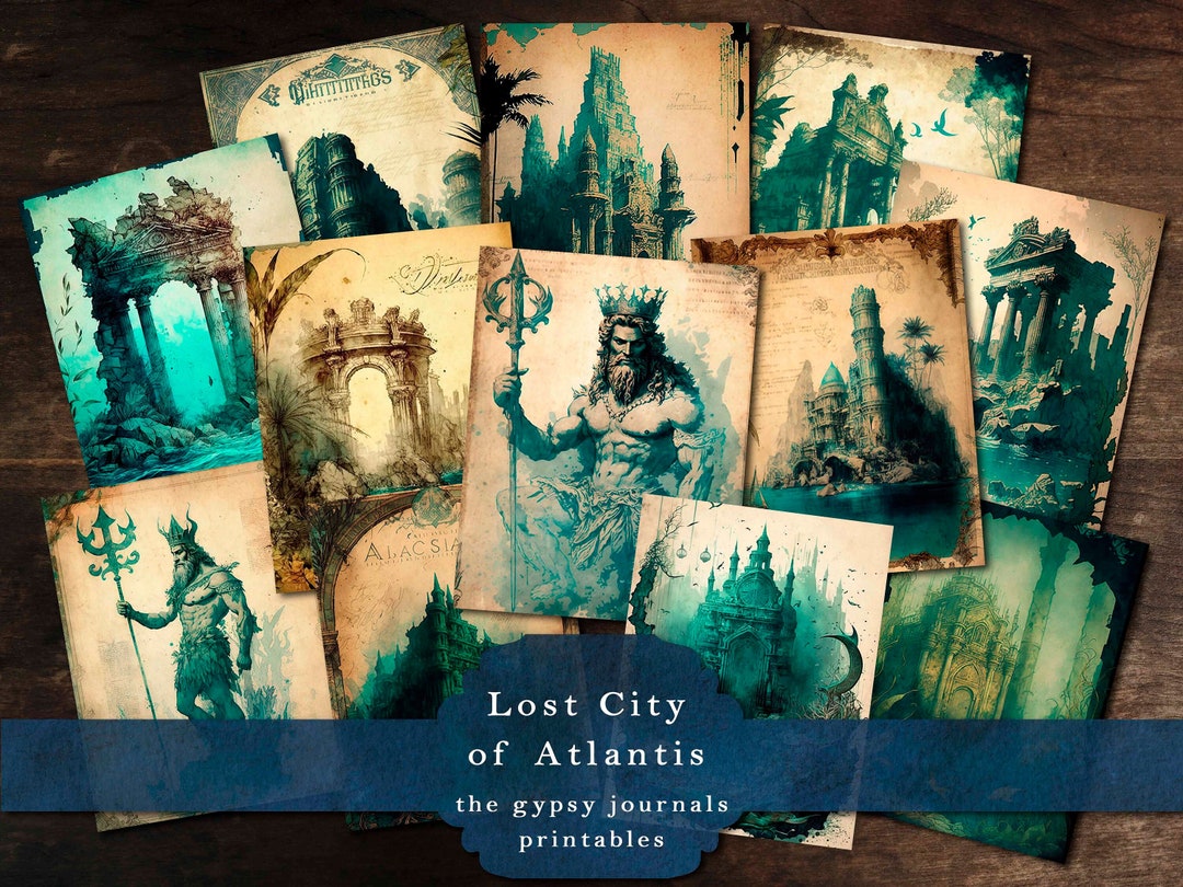 Lost City of Atlantis Junk Journal Papers, Printable Journal Pages for ...