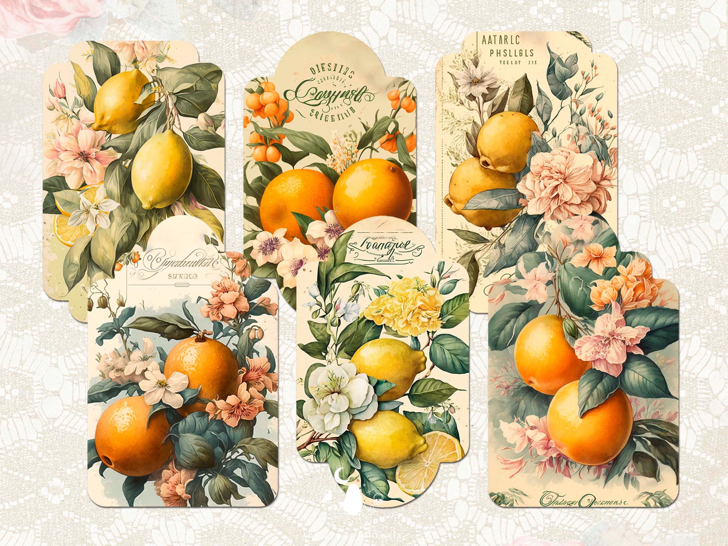 Vintage Citrus Plants Tags Lemon Journaling Tags Printable - Etsy
