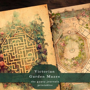 Victorian Garden Mazes Junk Journal Pages, Spring Printable Journal ...