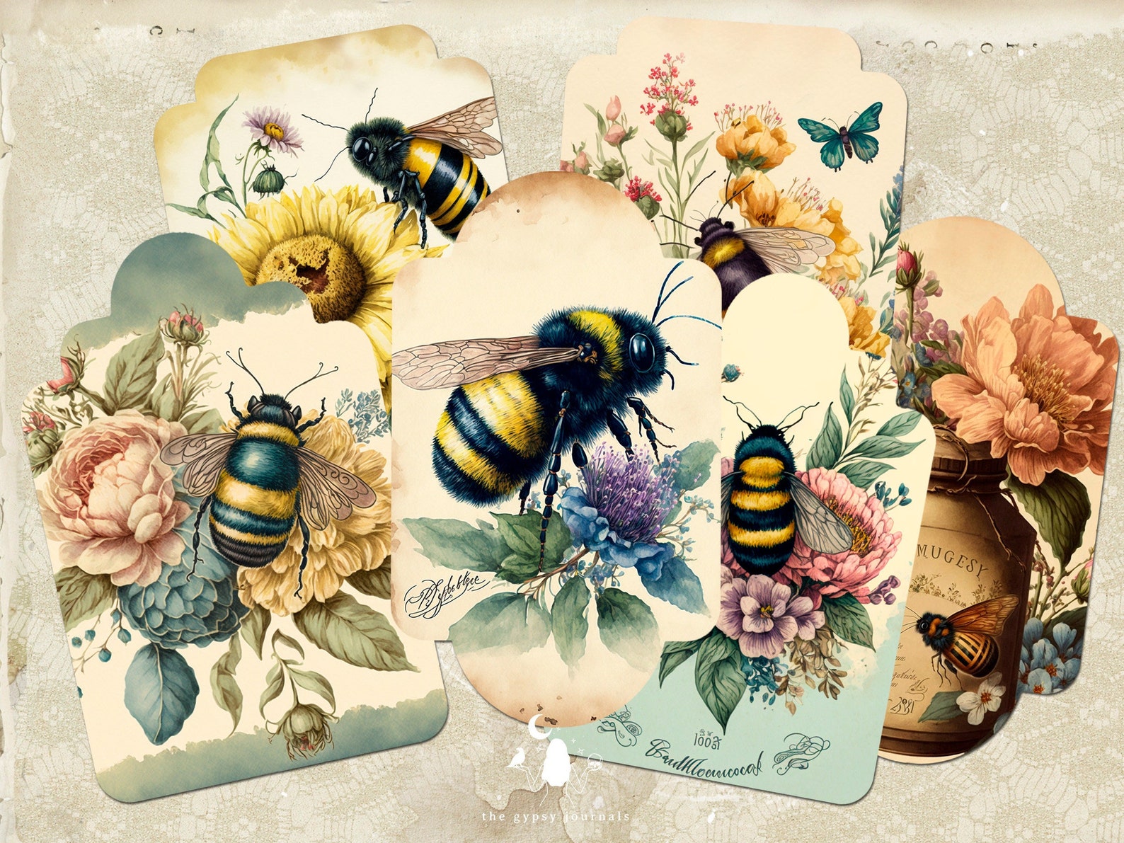 Vintage Bumblebee Tags Garden Journaling Tags Printable - Etsy
