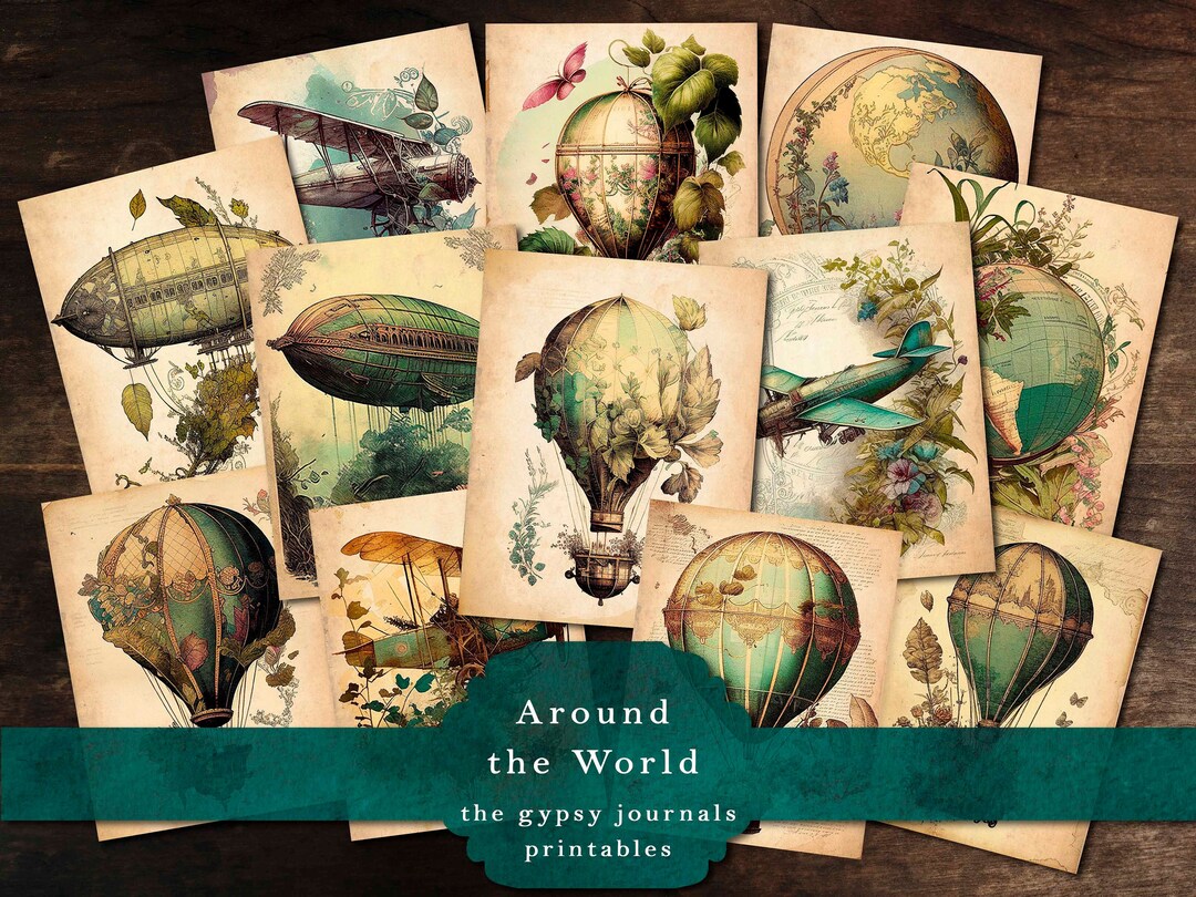 Around the World Junk Journal Papers, Vintage Printable Journal Pages ...