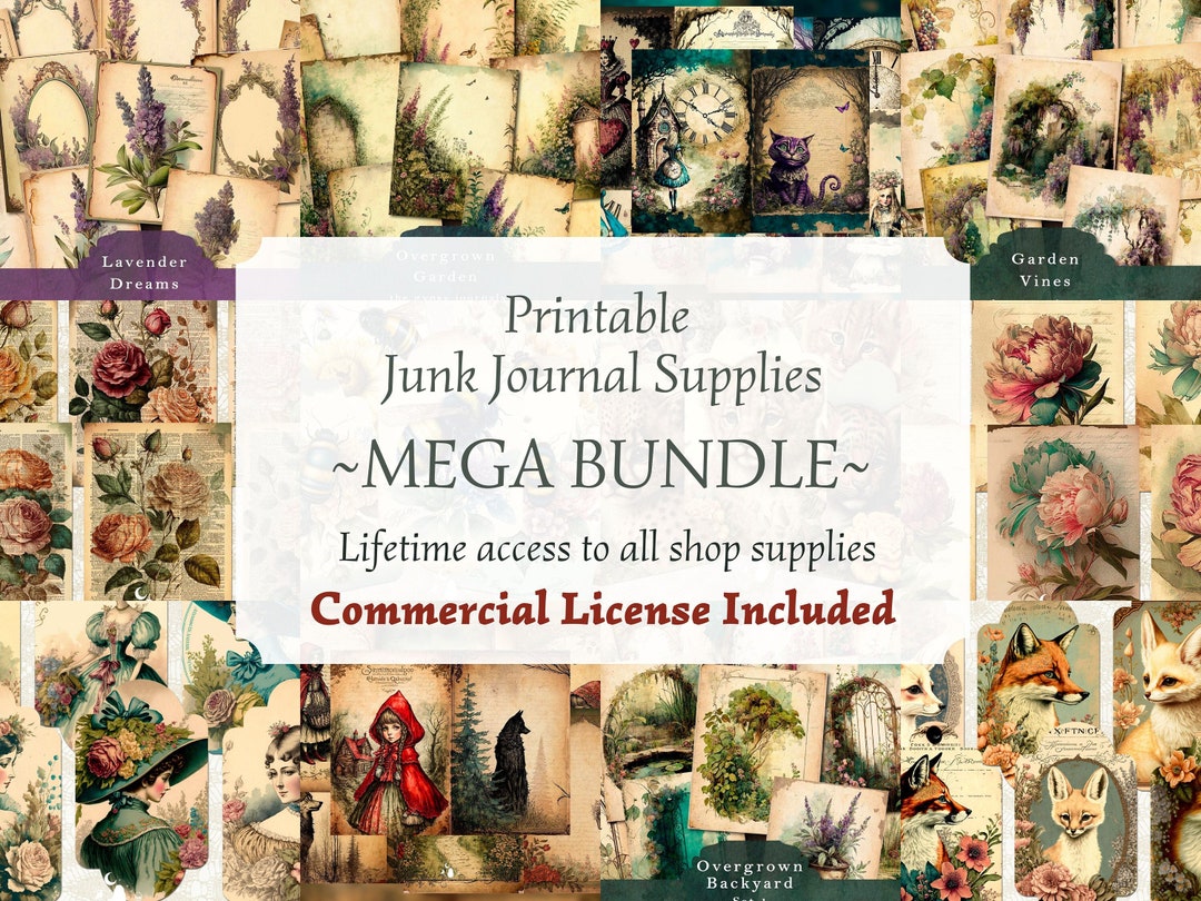 WHOLE SHOP Bundle - Printable Junk Journal Pages, Junk Journal and ...