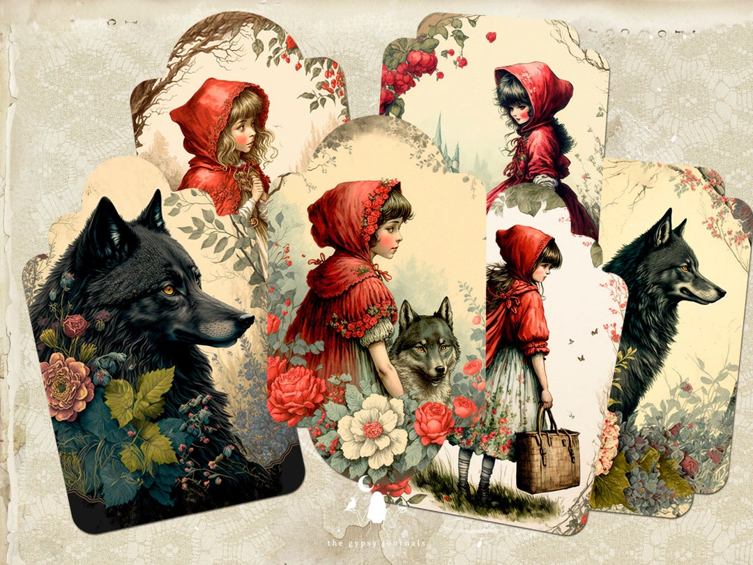 Vintage Red Riding Hood Tags, Fairytale Journaling Tags, Printable ...