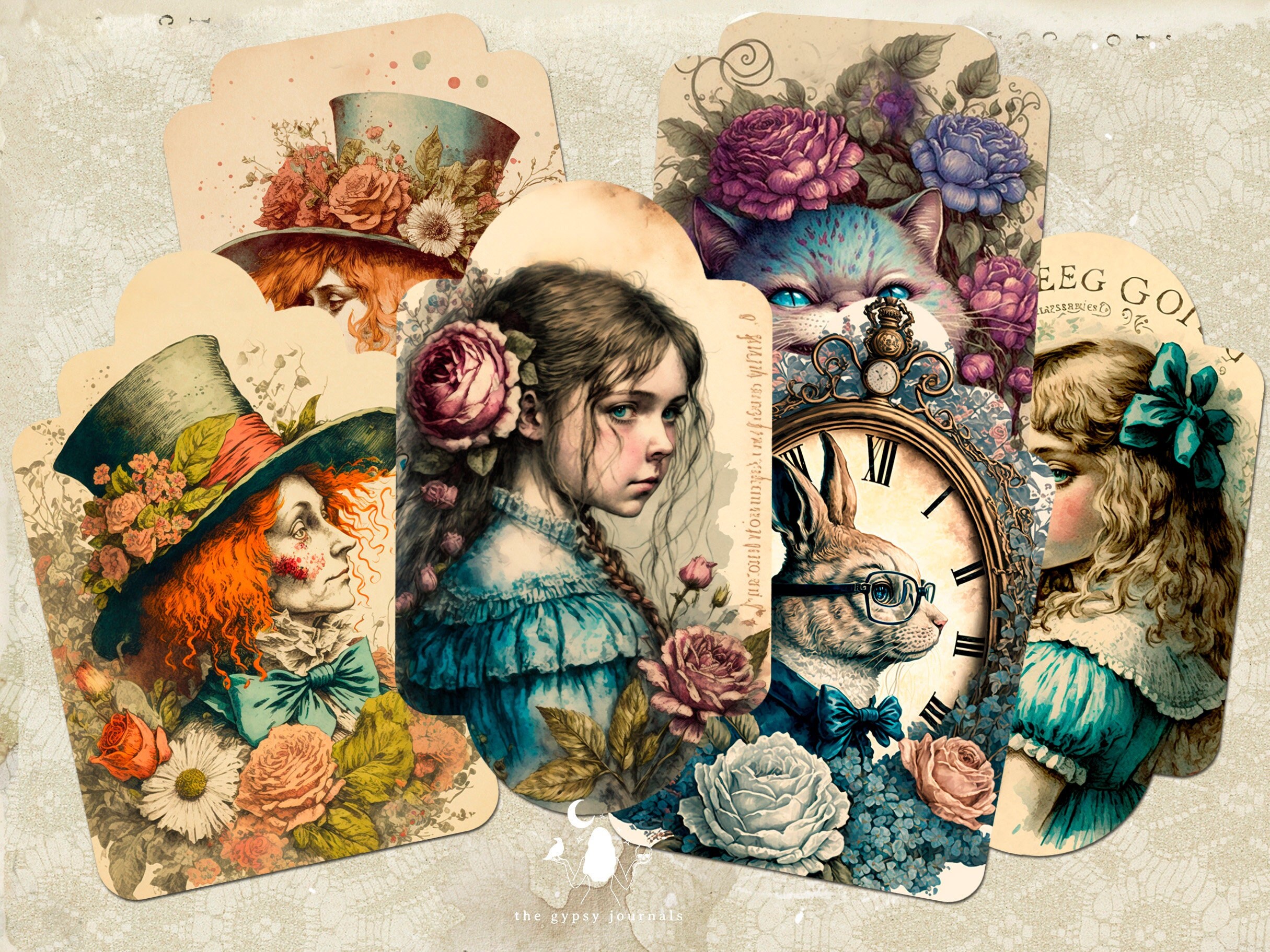 Vintage Alice Tags Wonderland Journaling Tags Printable - Etsy