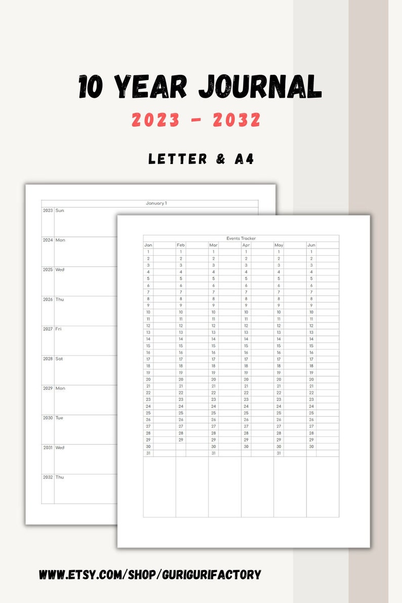 10 Year Journal, Simple and Minimal - Etsy