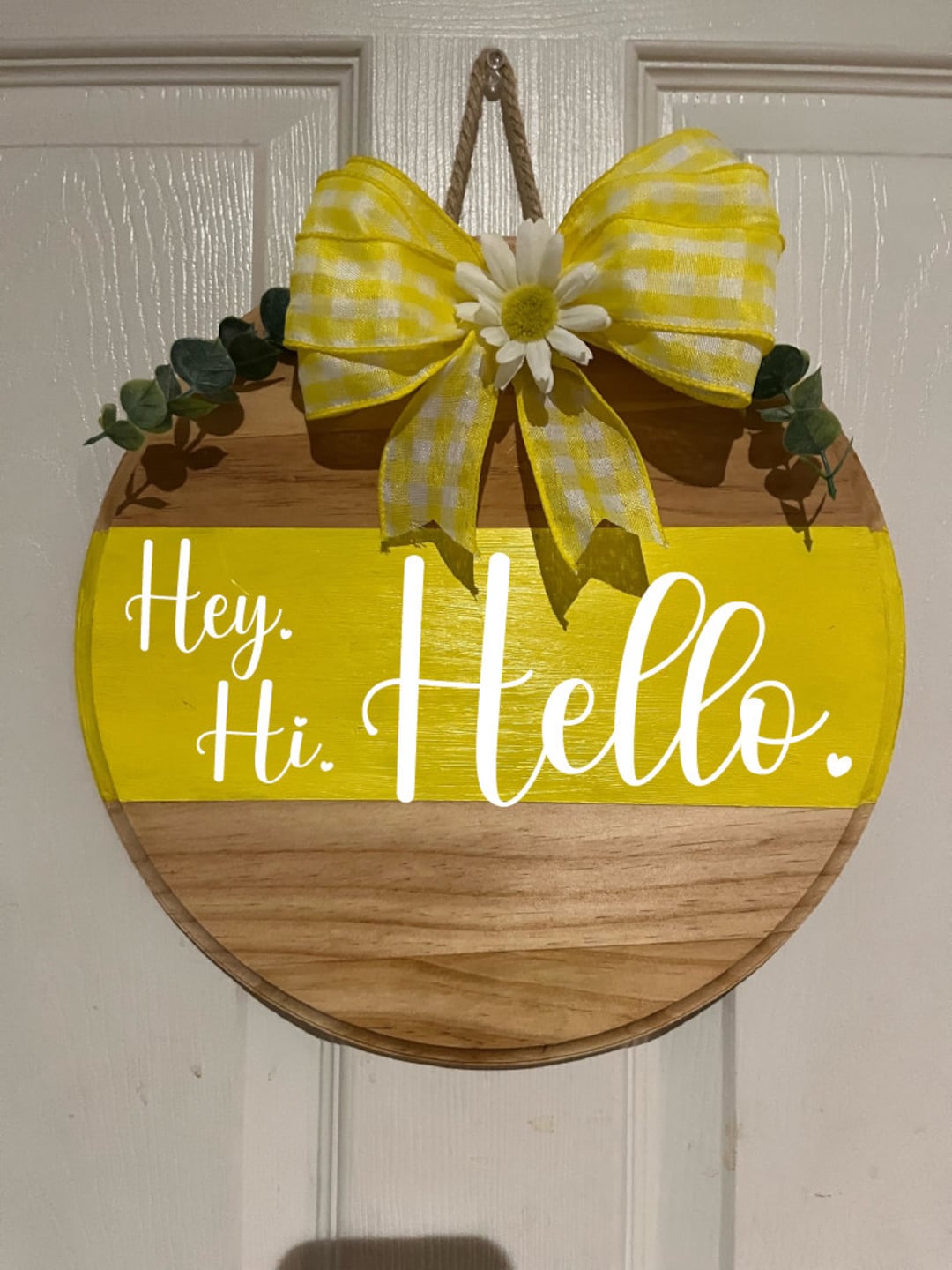 Hey Hi Hello Front Door Welcome Sign. Minimalist Welcome Door Hanger ...