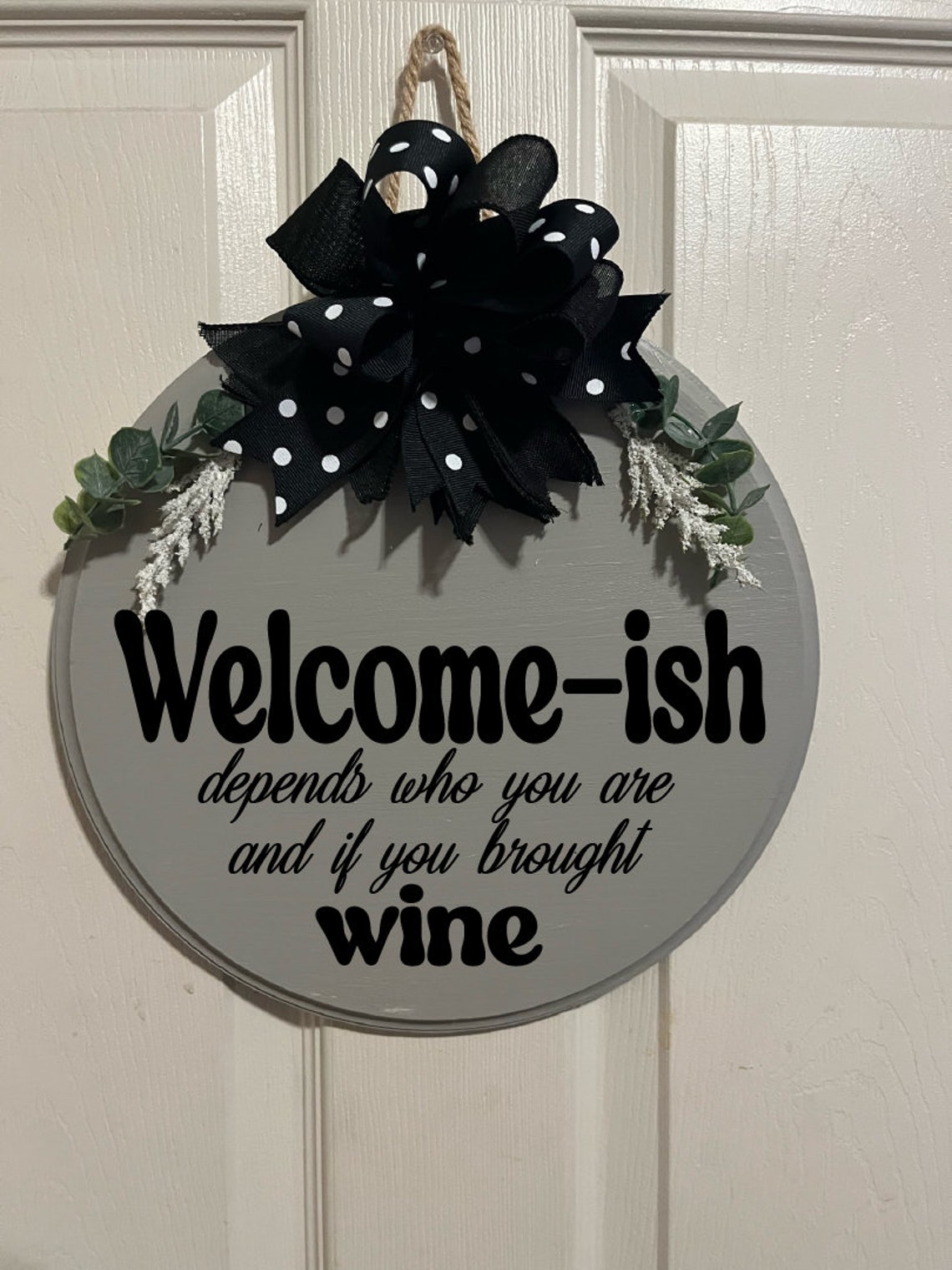 Welcome-ish Door Sign. Funny Door Wreath for Wine Lovers. Go Away Decor ...