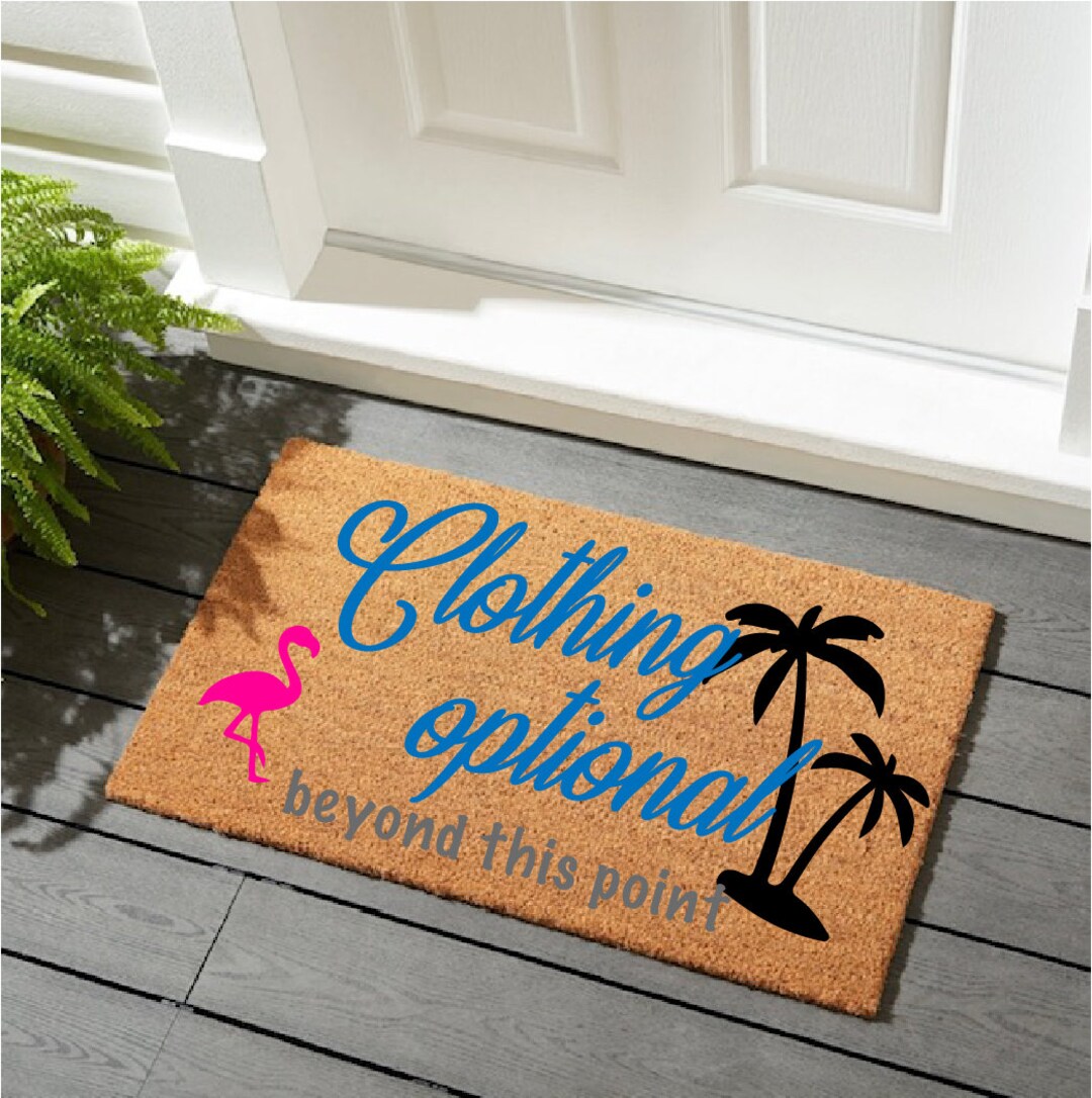 Clothing Optional Door Mat. Funny Beach Party Door Mat. Flamingo ...