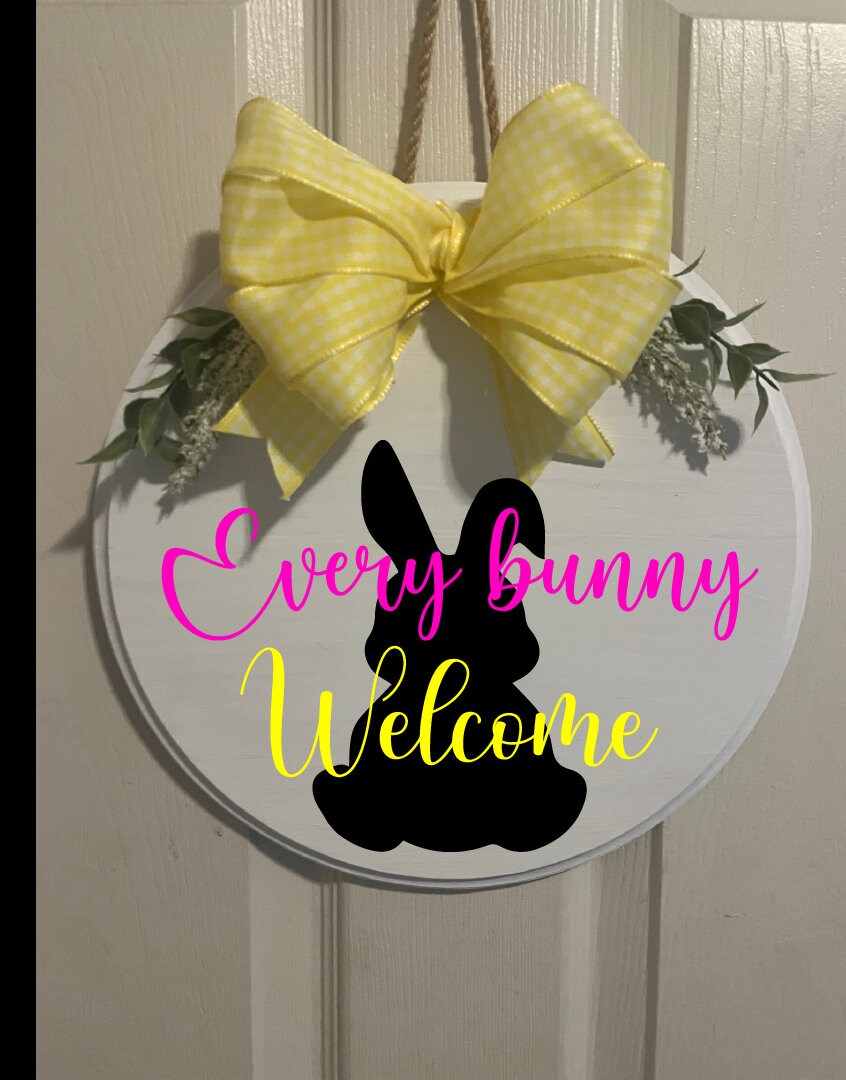 Every Bunny Welcome Easter Door Sign Bright Spring Coquette Wreath. - Etsy