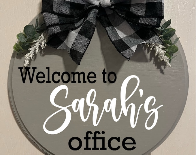 Custom Office Door Sign. Personalized Office Decor. Office Wreath With ...