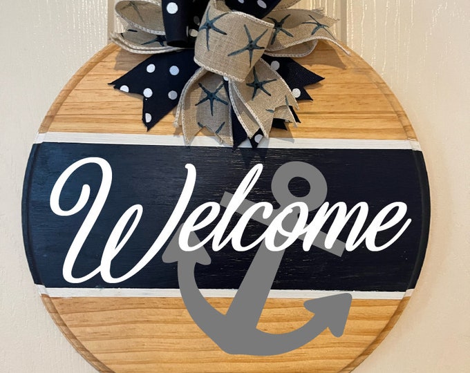 Nautical Welcome Sign. Coastal Beach House Door Decor. Boat House Decor ...