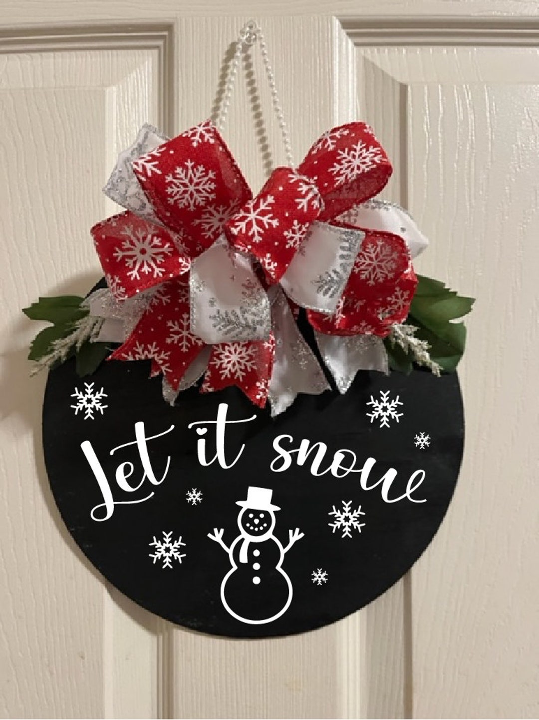 Let It Snow Snowman Front Door Decor. Simple Christmas Winter Door Sign ...