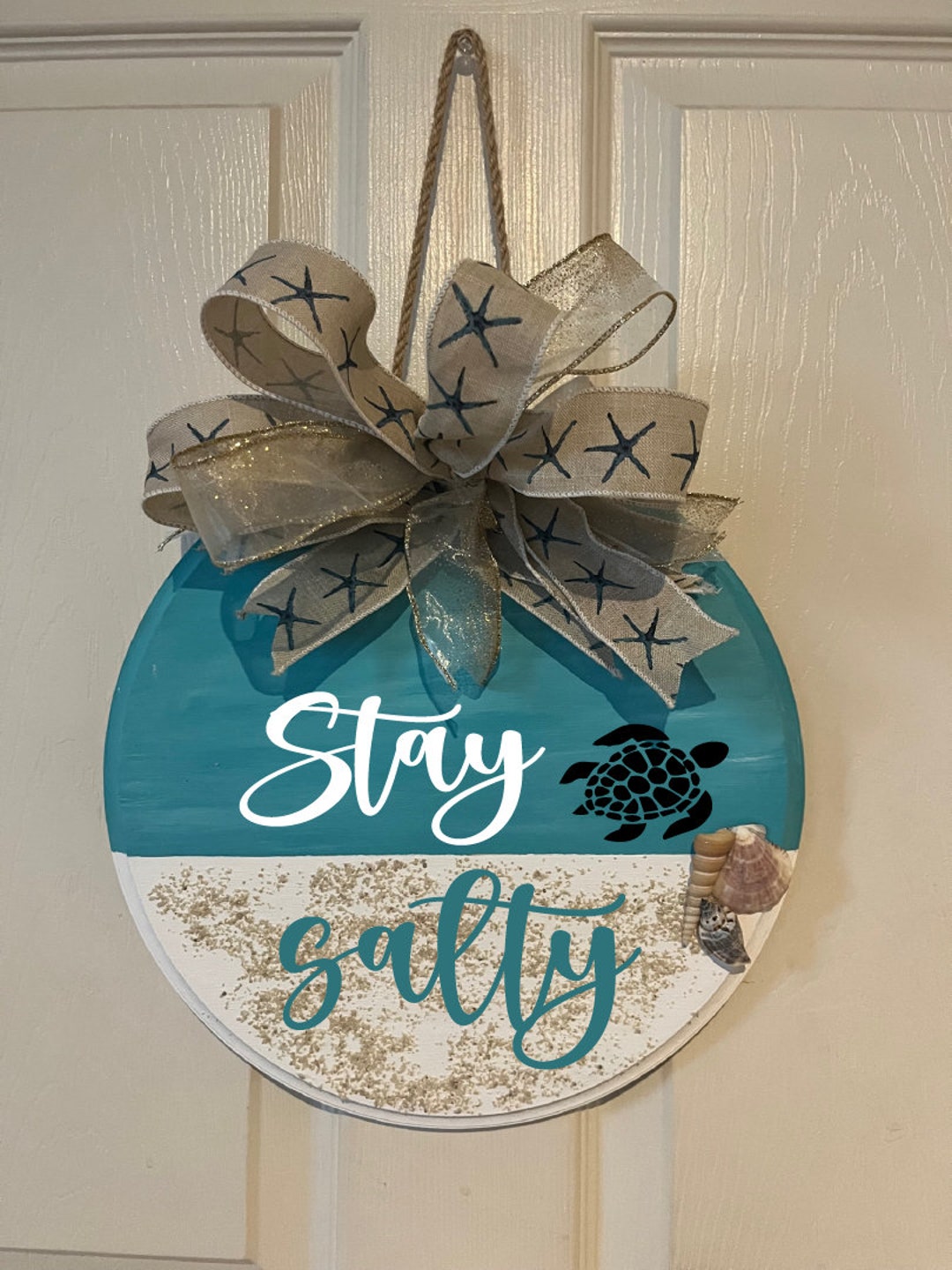 Stay Salty Beach Welcome Porch, Patio and Door Decor With Real Beach ...