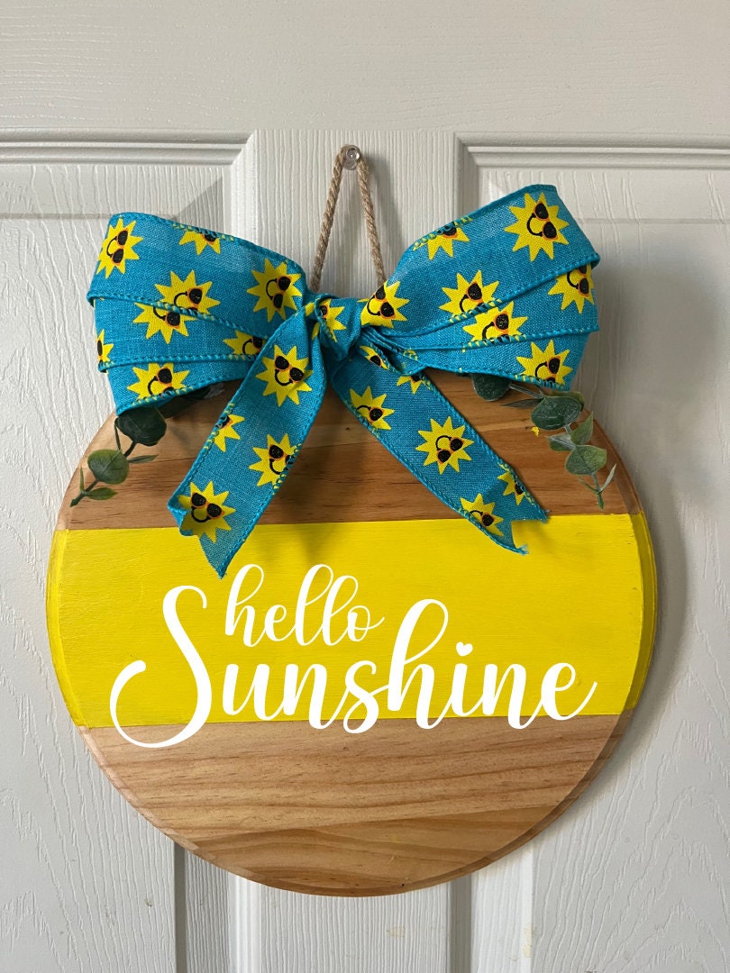 Hello Sun Shine Front Door Hanger. Spring Summer Welcome Sign. Bright ...