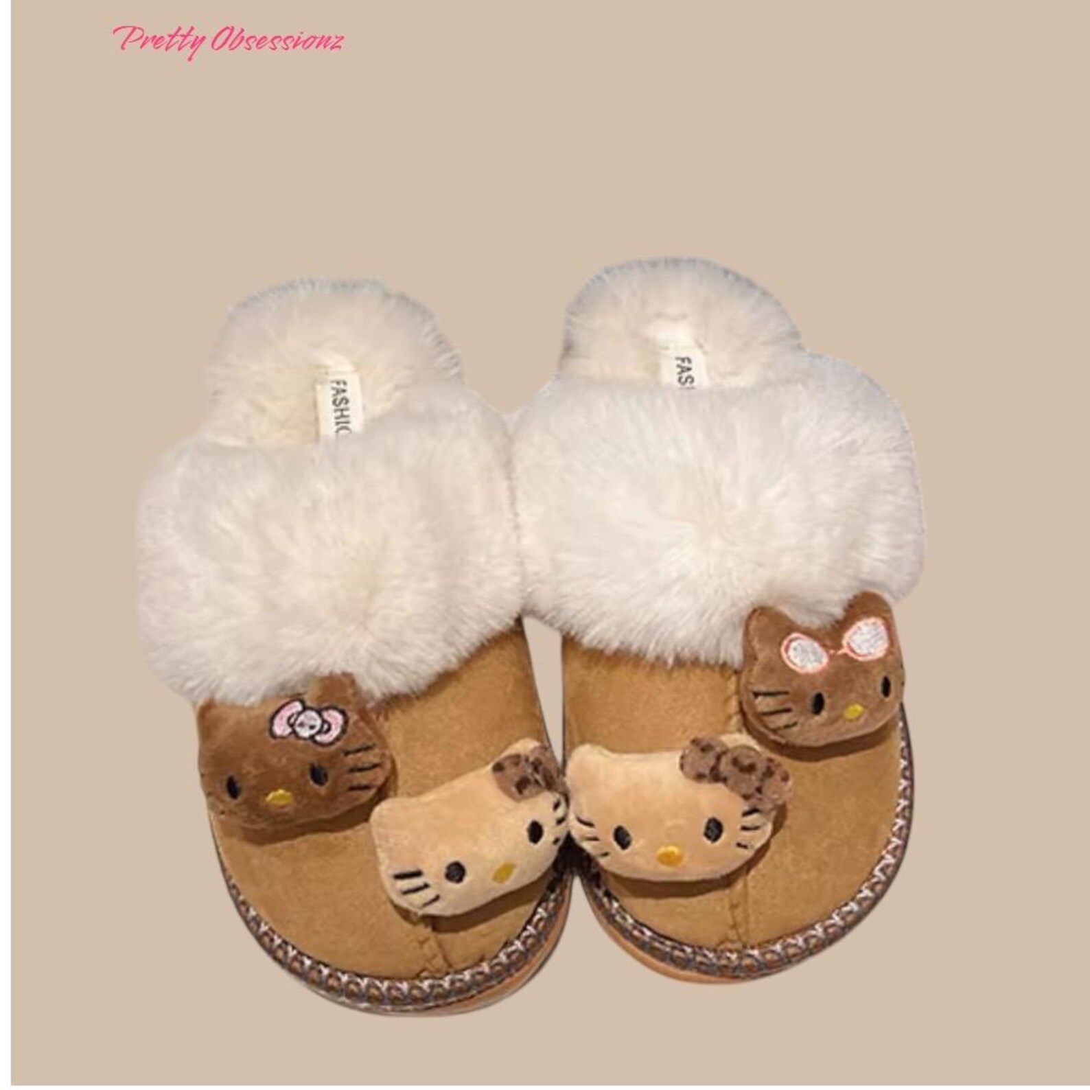 Hello Kitty Plush Slippers: Fuzzy Warm Women's Cartoon Slippers - Etsy