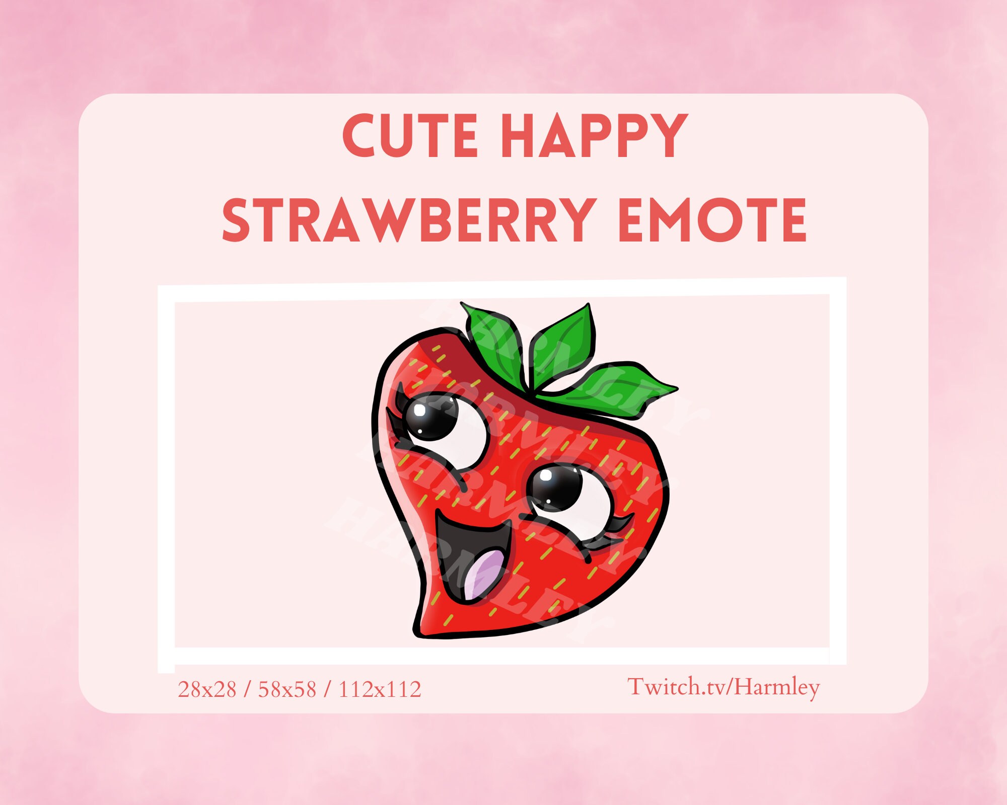 Cute Strawberry Happy Emote for Twitch / Discord / Youtube - Etsy