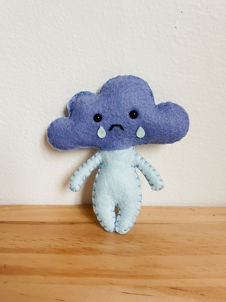 Handmade Sad Rain Cloud Felt Plush Doll Yaya Doll - Etsy