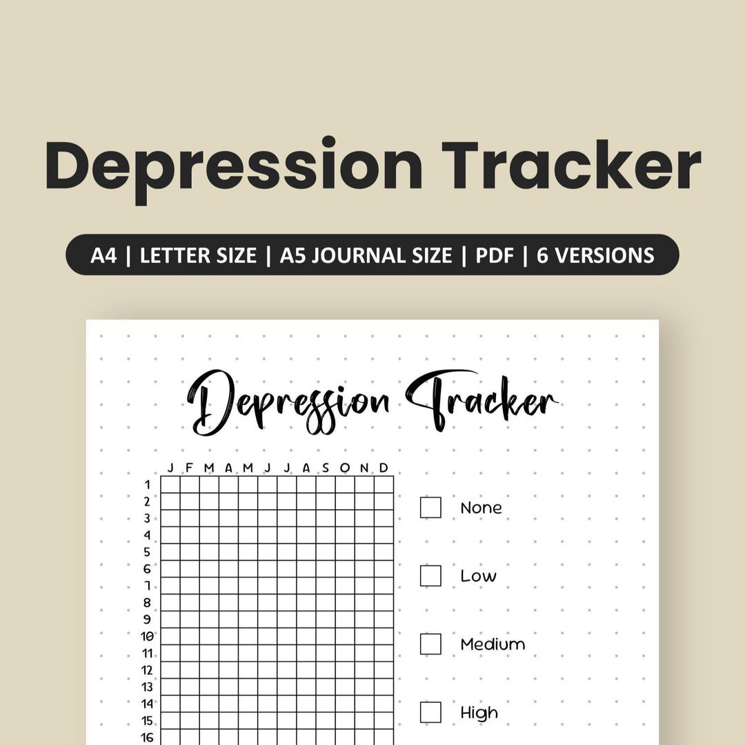 Yearly Depression Tracker, Printable Journal Page, Planner Page, Mood ...