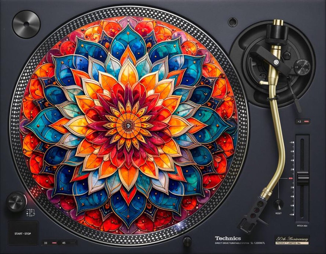 Colourful Rainbow Floral Pattern Design Slipmat for Vinyl Record Deck ...