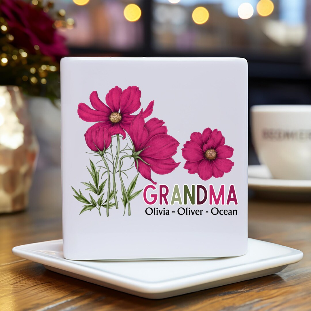 Personalized Grandma Cork-back Coaster Custom Grandkids Names Coaster ...